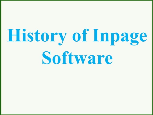 Inpage lecture 1 | PPTX