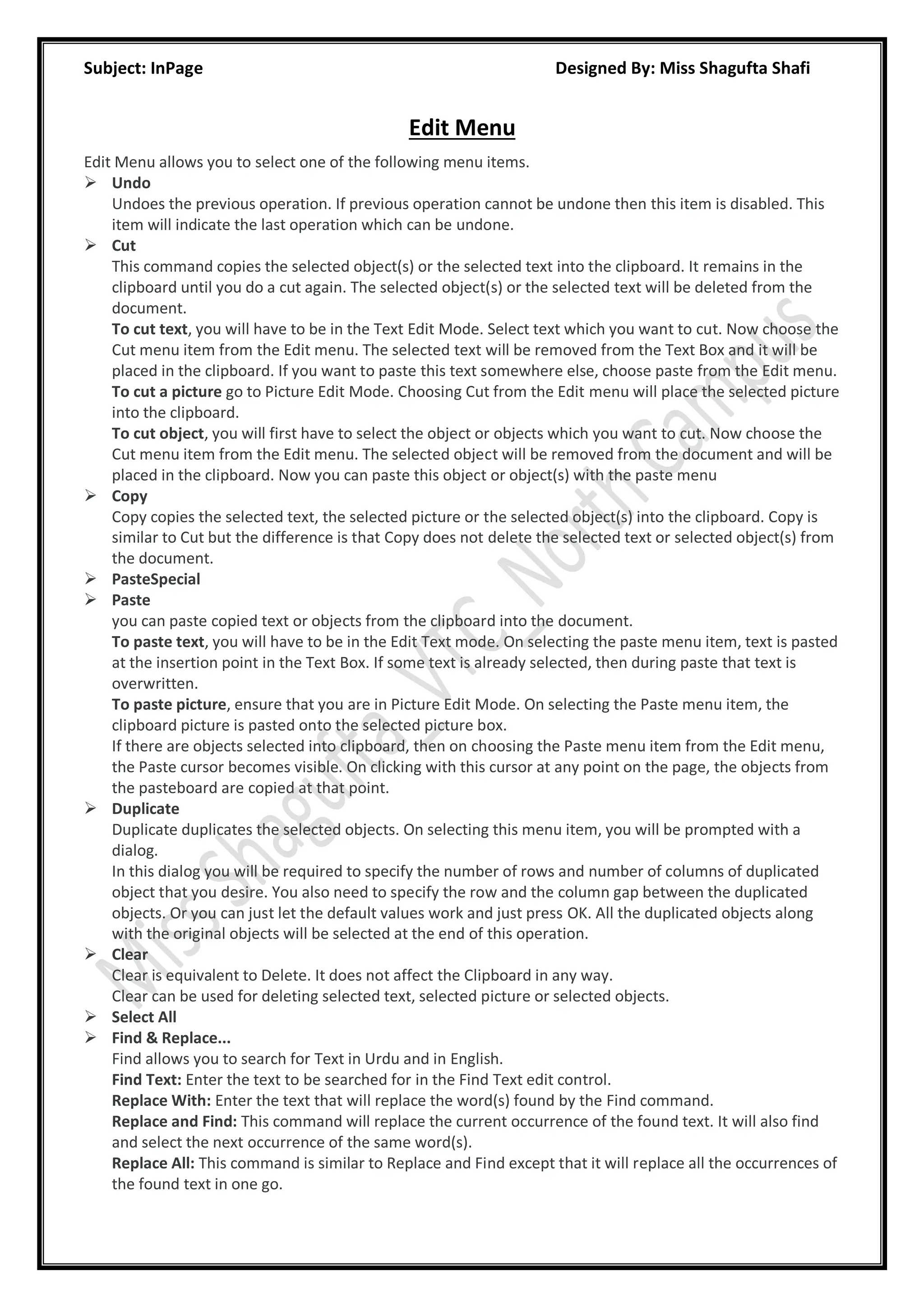 InPage Shortcut Keys & Concise Guide.pdf