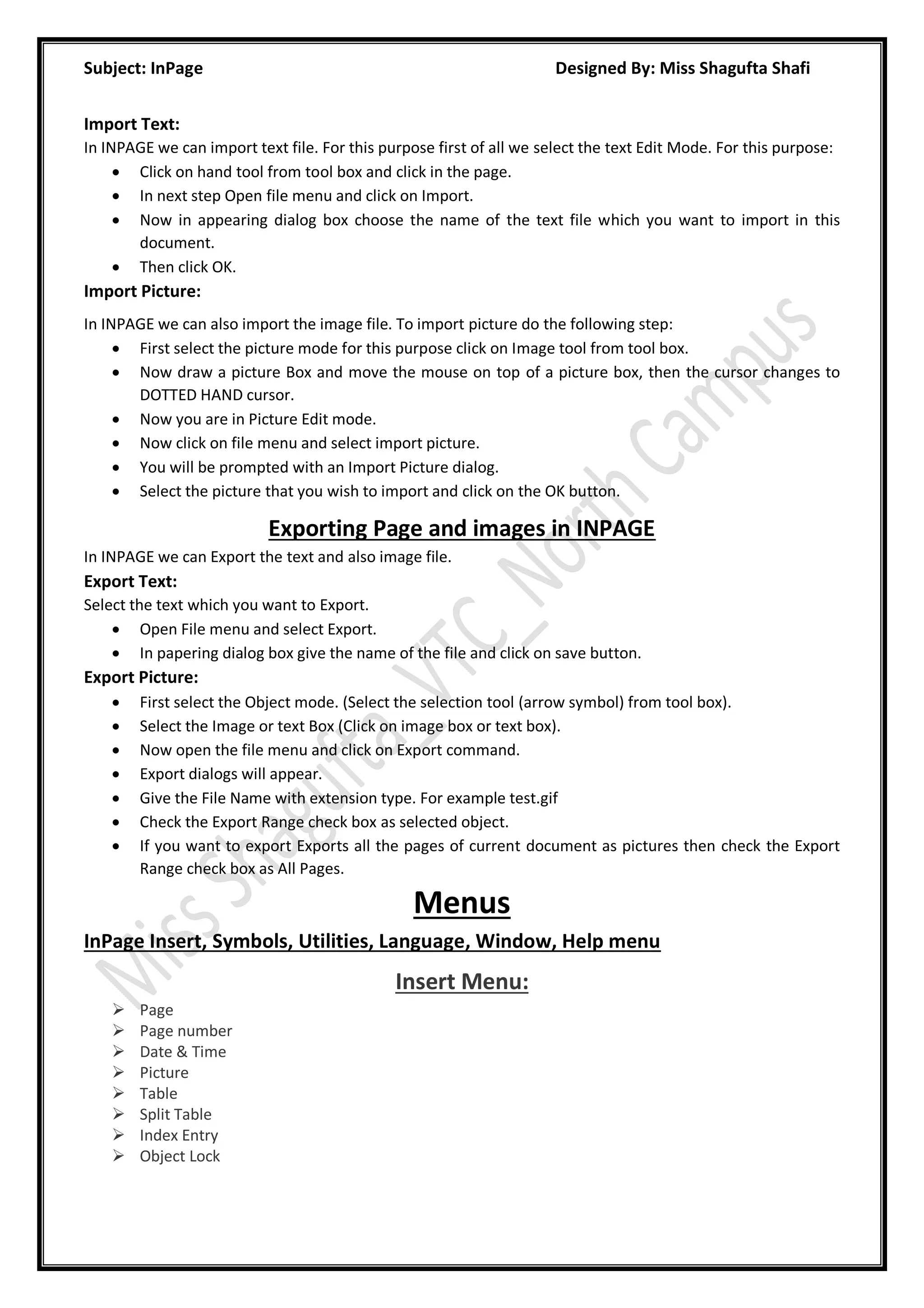 InPage Shortcut Keys & Concise Guide.pdf