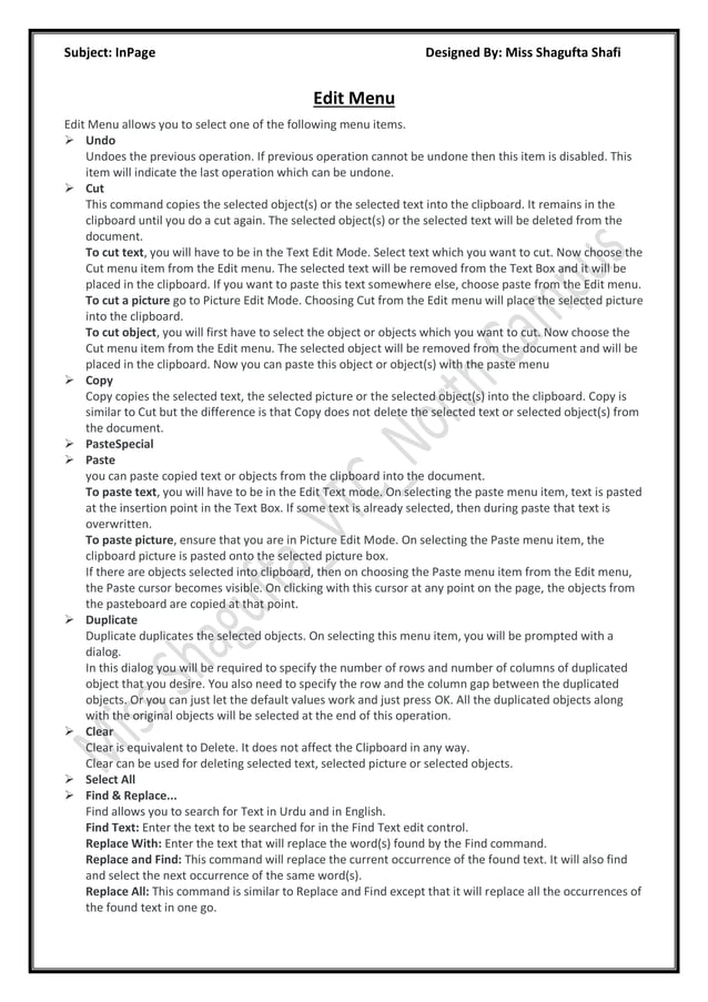 InPage Shortcut Keys & Concise Guide.pdf