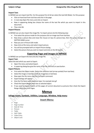 InPage Shortcut Keys & Concise Guide.pdf