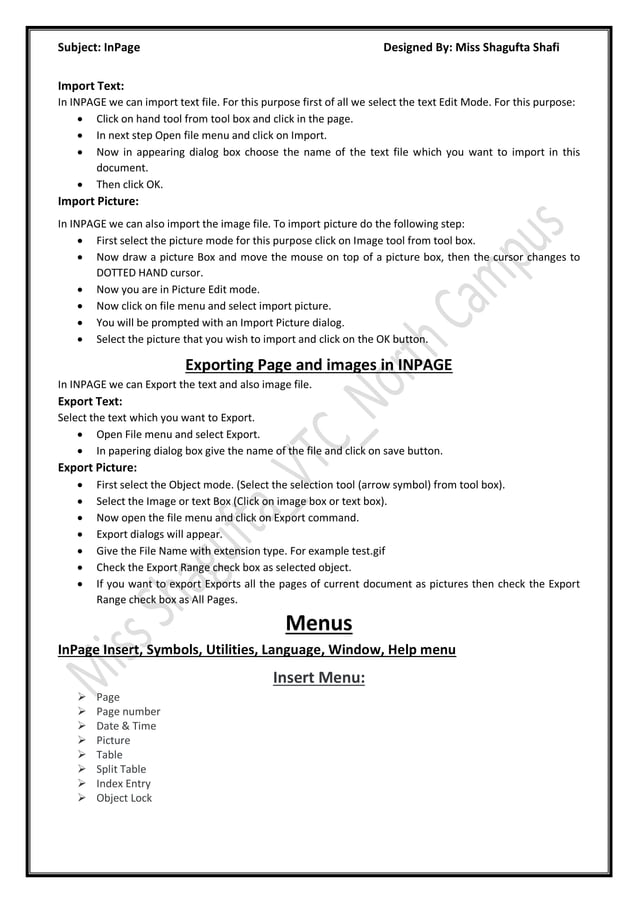 InPage Shortcut Keys & Concise Guide.pdf