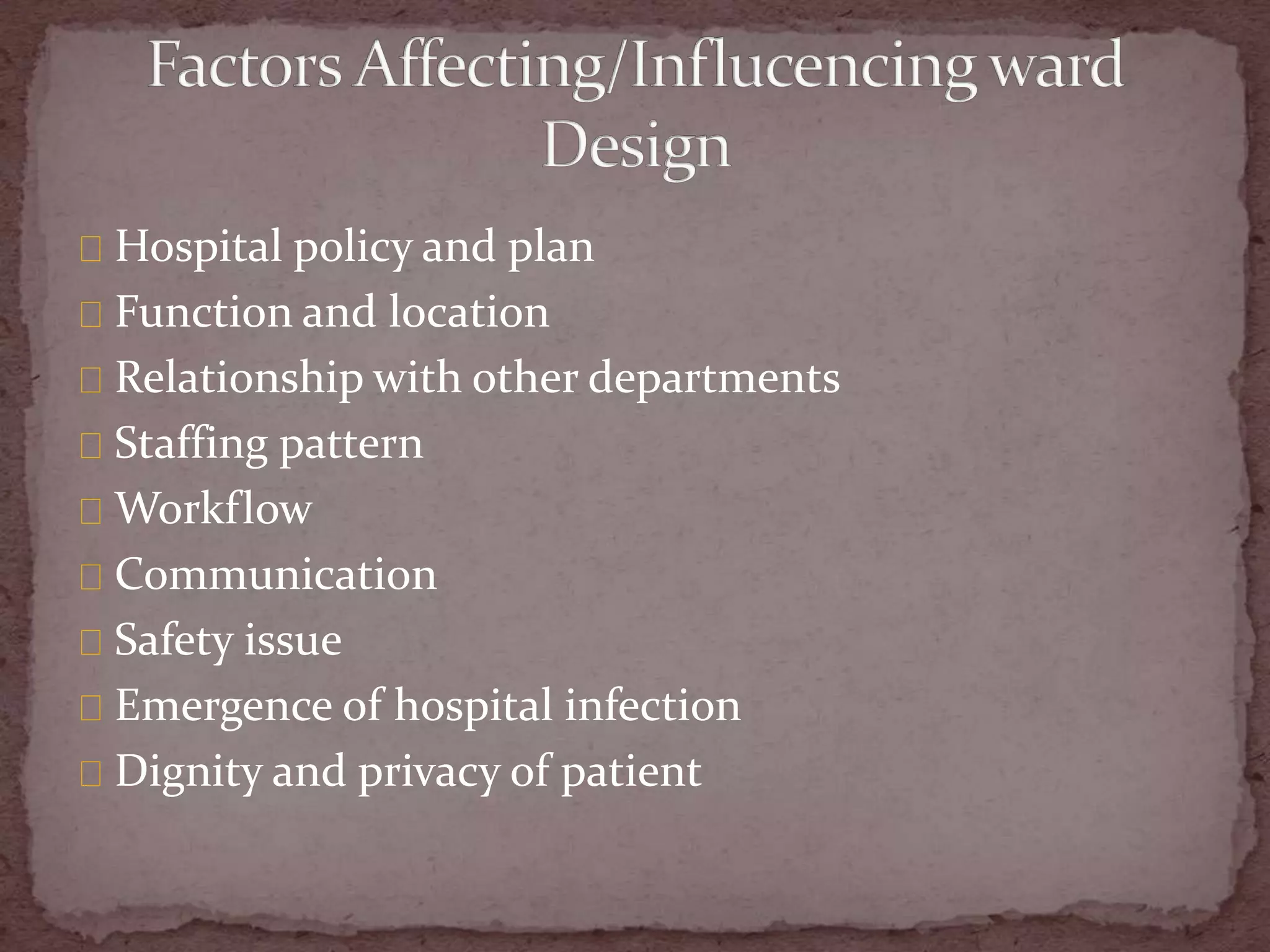 Inpatient Services- Introduction, Planning and Designing | PPTX