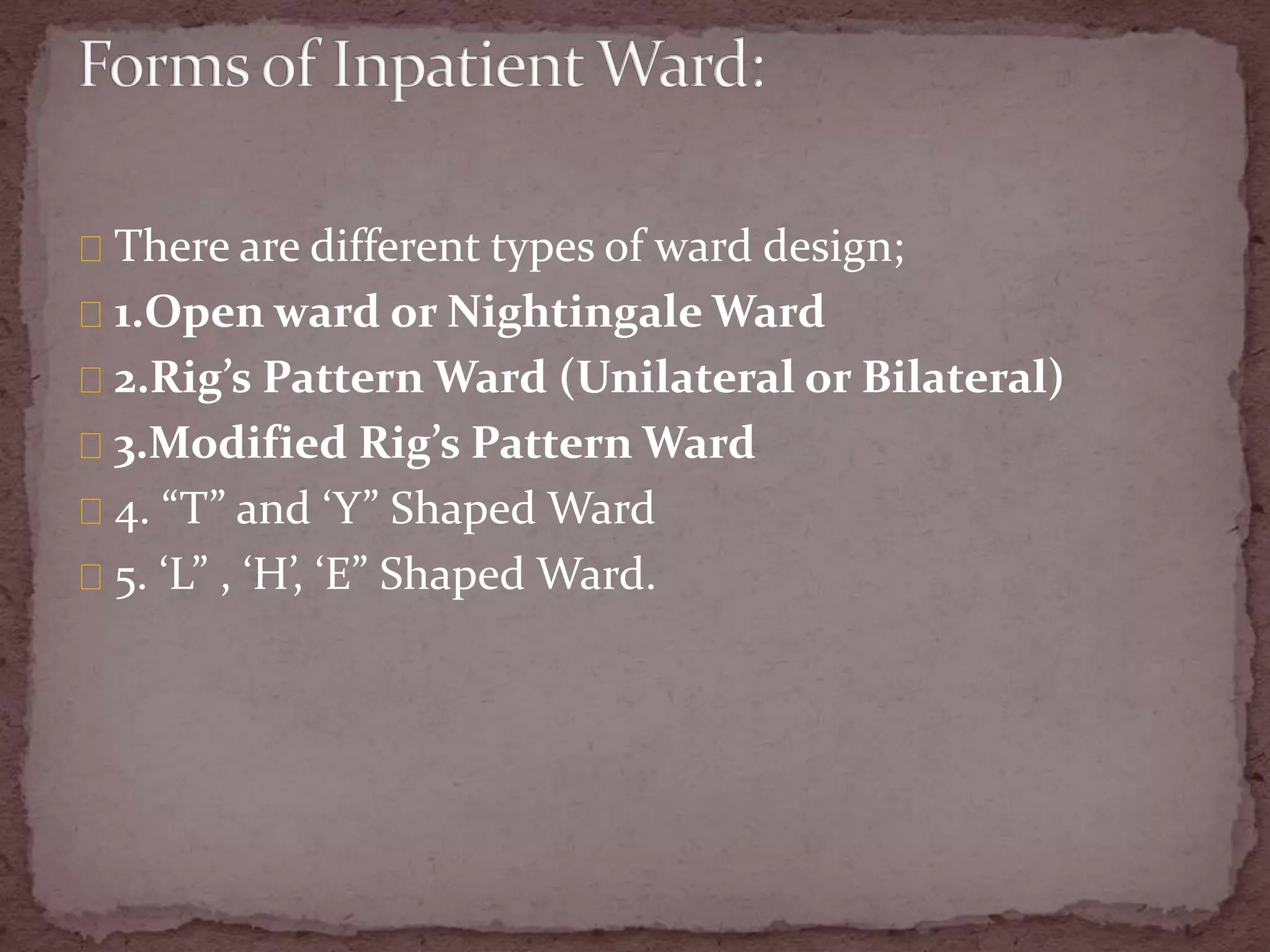 Inpatient Services- Introduction, Planning and Designing | PPTX