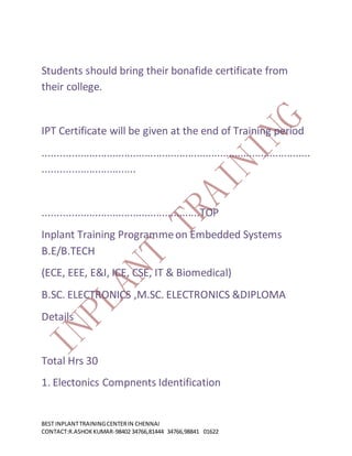 INTERNSHIP TRAINING CERTIFICATE CHENNAI-MAASTECH COMPANY | PDF