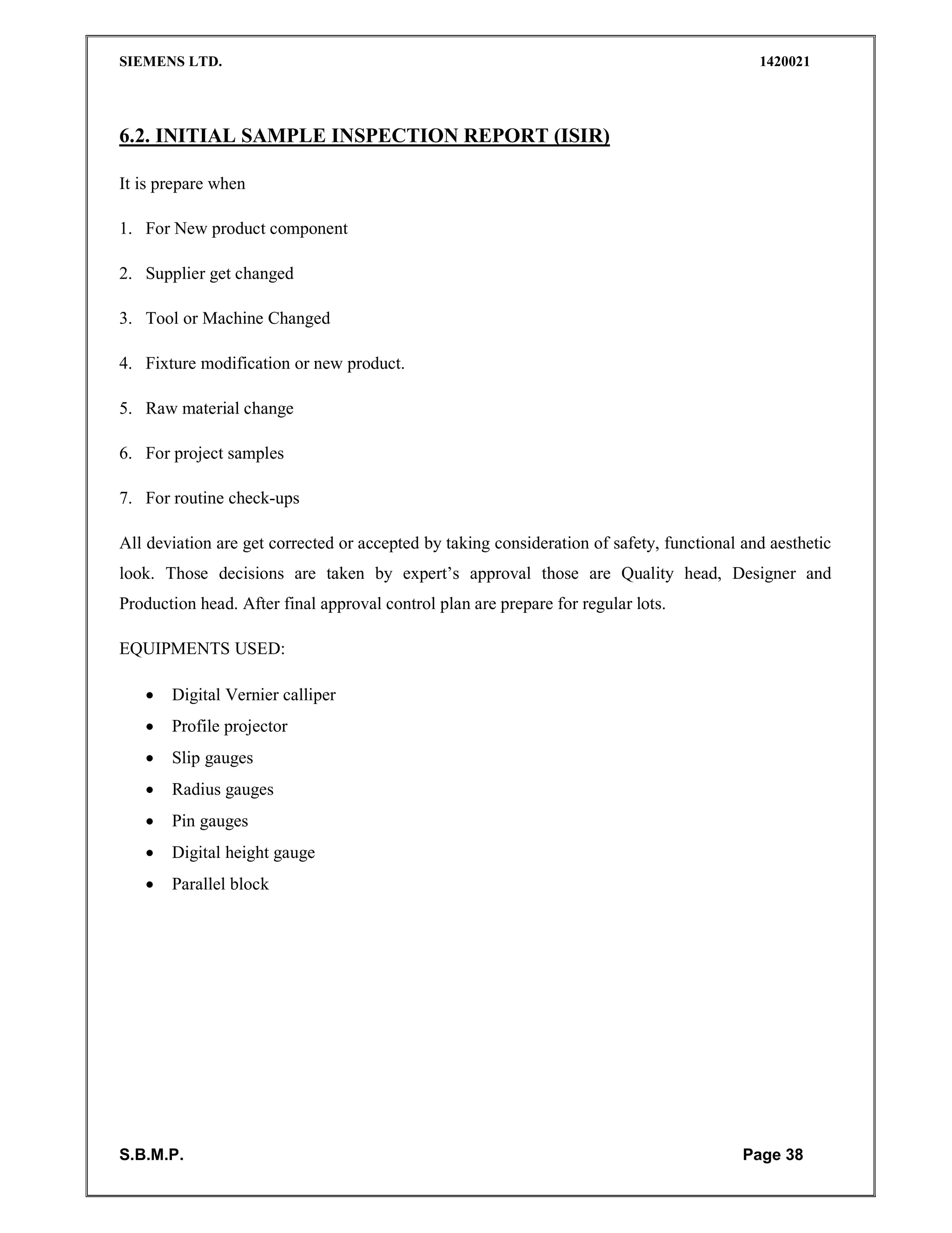 Inplant training siemens | PDF