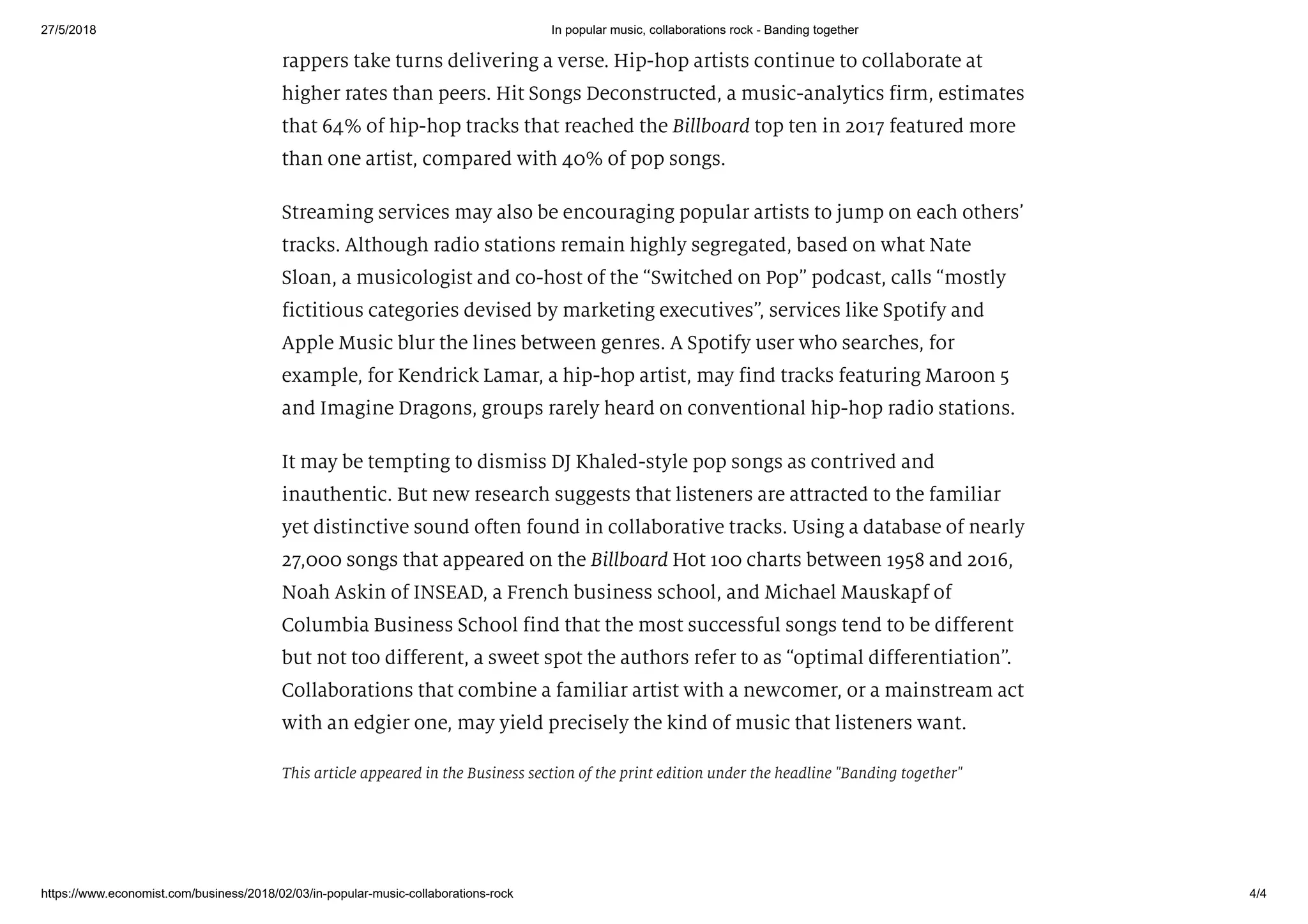 In popular music, collaborations rock banding together | PDF