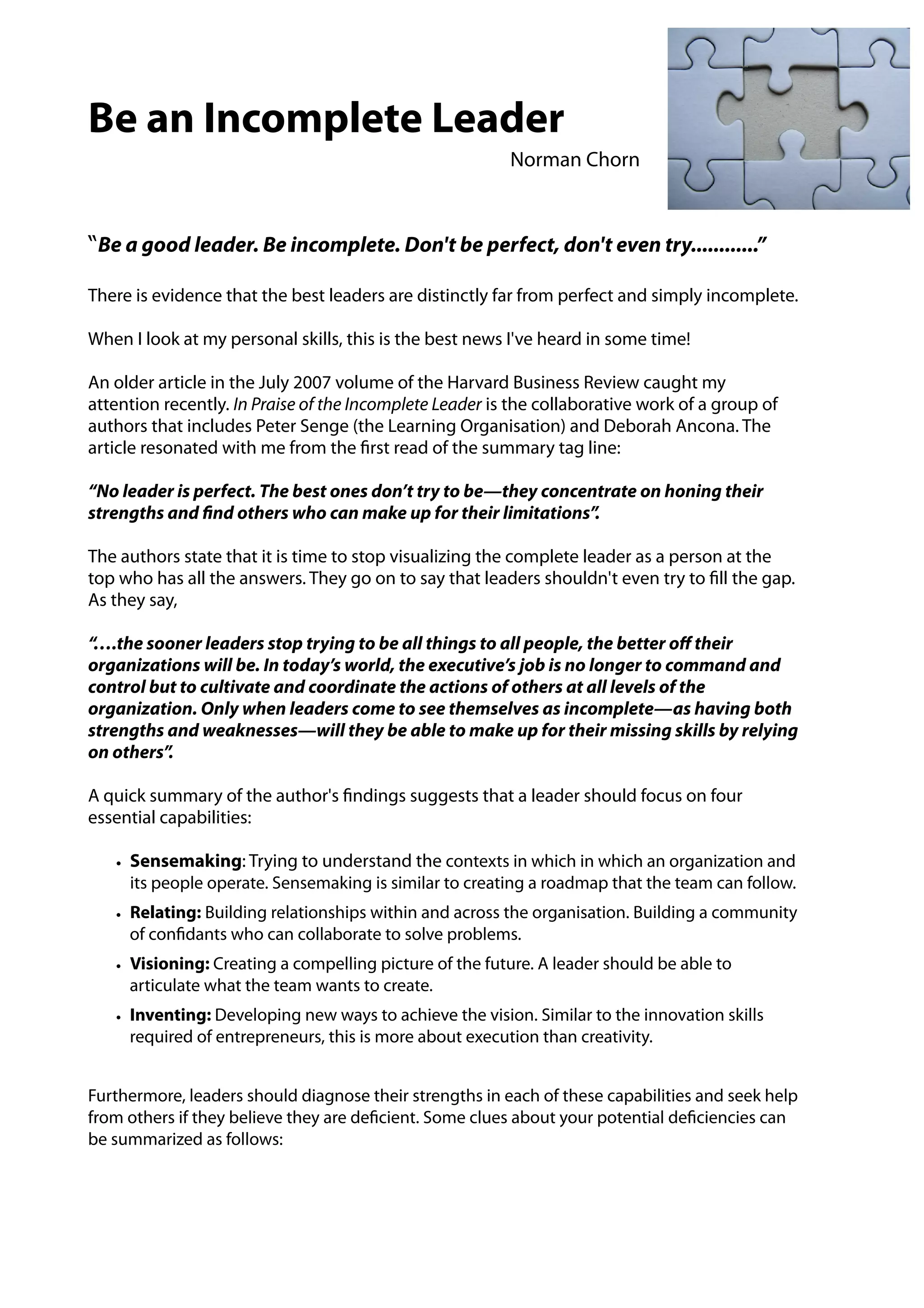 In praise of the incomplete leader | PDF