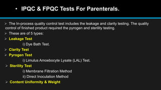 In process and finished products quality control for | PPTX