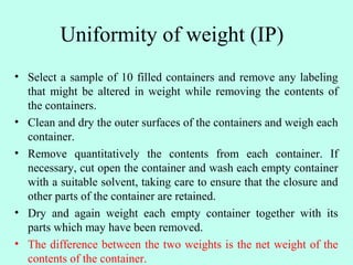 Inprocess as per usp ip bp external preparation | PPT