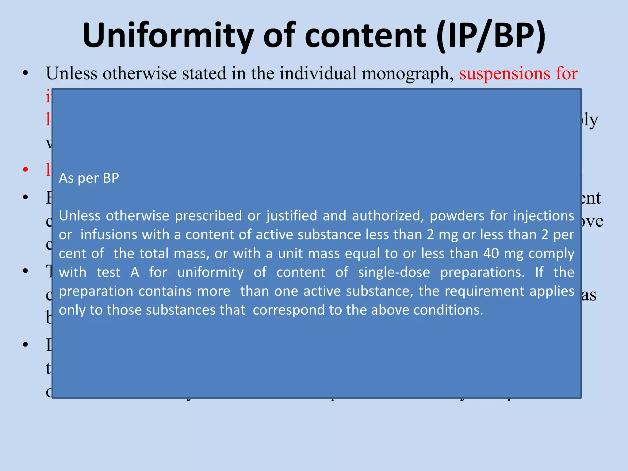 Inprocess as per usp ip bp injection | PPTX