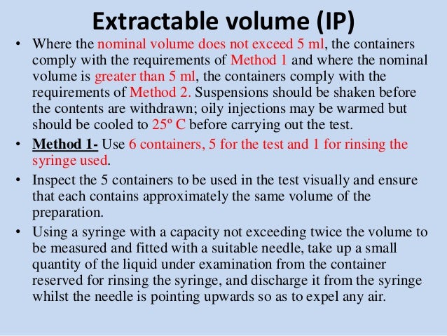Inprocess as per usp ip bp injection