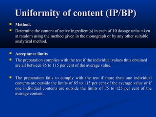 Inprocess as per usp ip bp liquid dosage forms | PPT