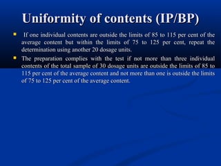 Inprocess as per usp ip bp liquid dosage forms | PPT