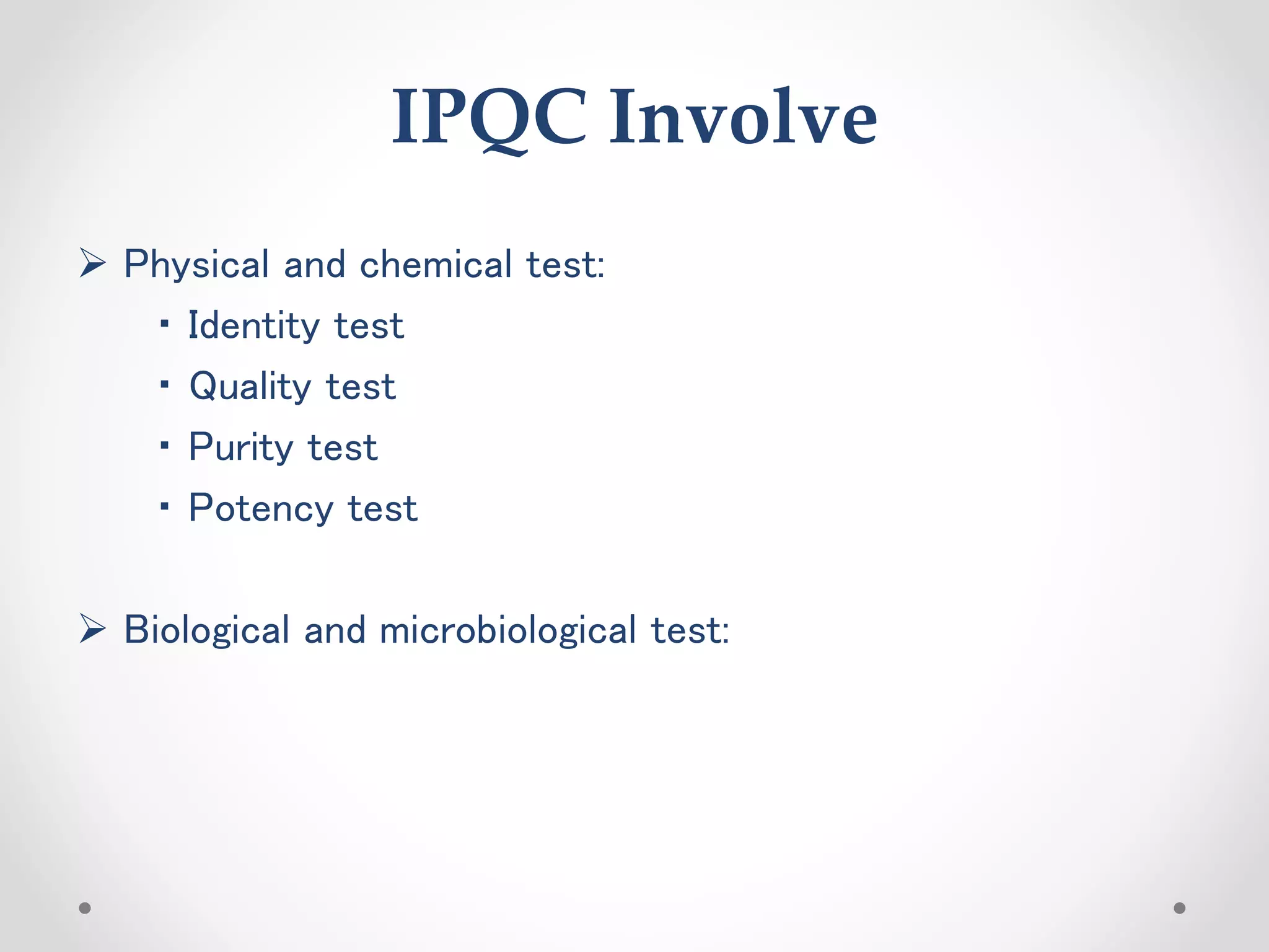 In process & finished products quality control test for pharmaceuticals ...