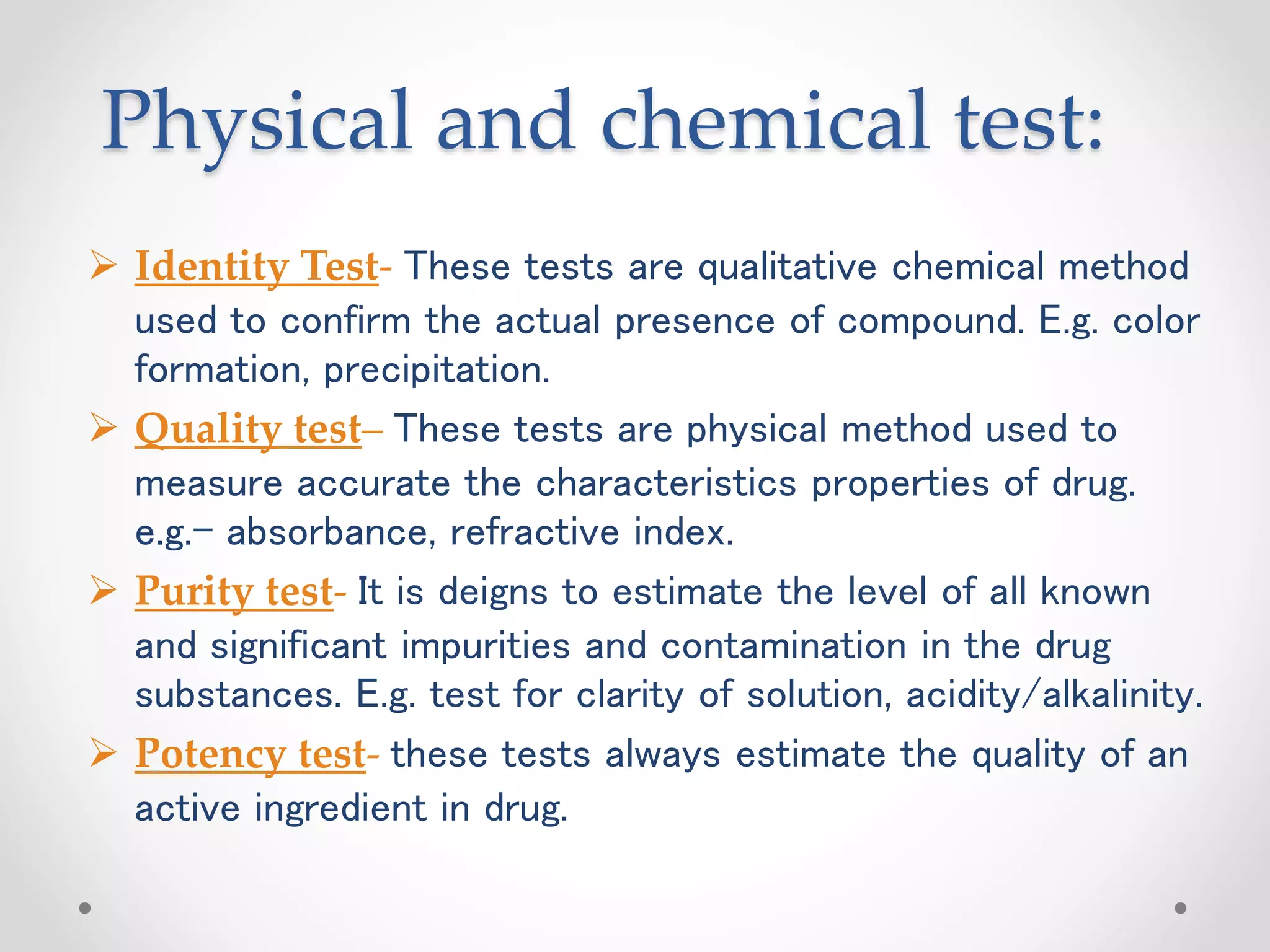 In process & finished products quality control test for pharmaceuticals ...