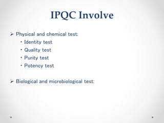In process & finished products quality control test for pharmaceuticals ...