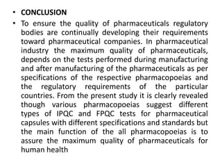 In process & finished products quality control test of capsule | PPTX