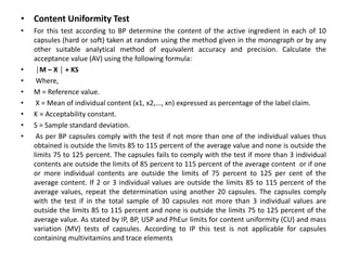 In process & finished products quality control test of capsule | PPTX