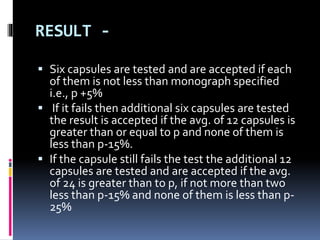 In process stability control test for capsule | PPTX