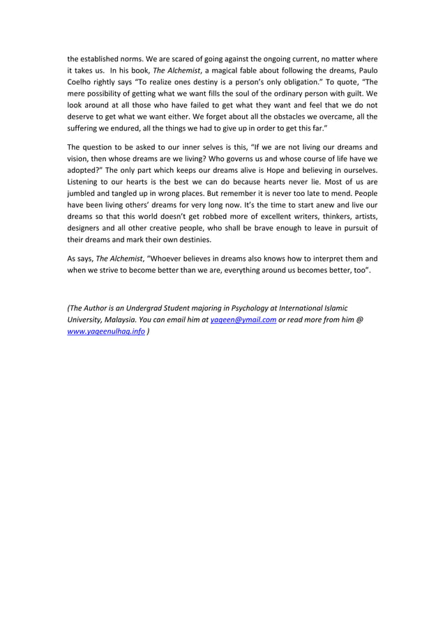 In Pursuit of Dreams | DOCX