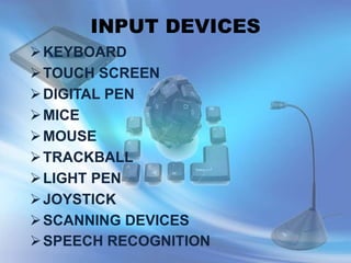 Input devices | PPT | Computer Peripherals | Computing