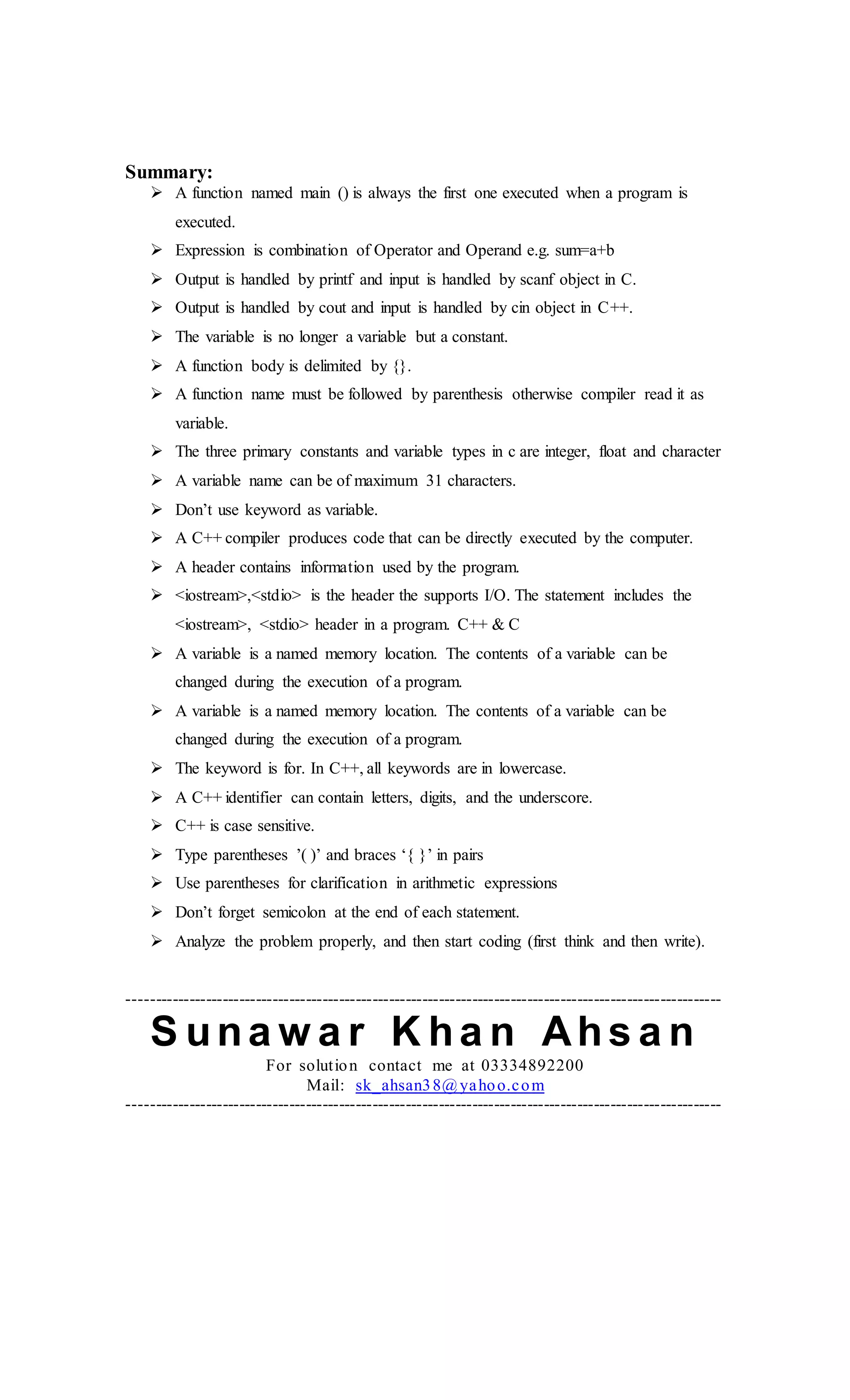 Input output | DOCX | Programming Languages | Computing