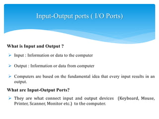 Input output in computer Orgranization and architecture | PPTX | Computer Peripherals | Computing