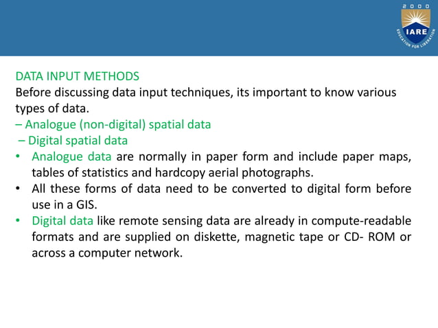INPUT AND OUTPUT DATA IN GIS.pdf | Databases | Computer Software and Applications