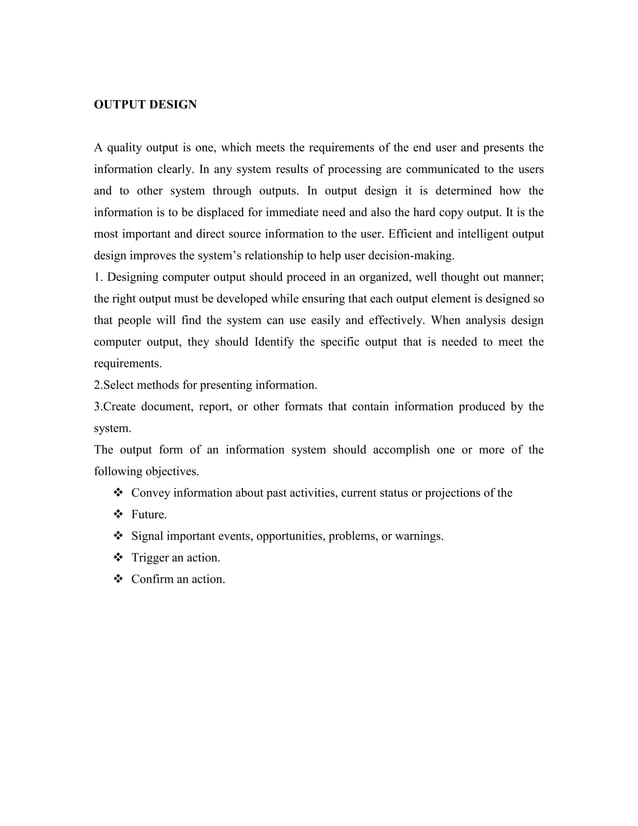 Input and output design | DOCX | Desktop Publishing | Computer Software and Applications