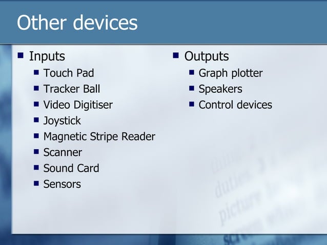 Input And Output Devices | PPT