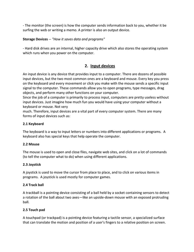 Input and output devices | DOCX