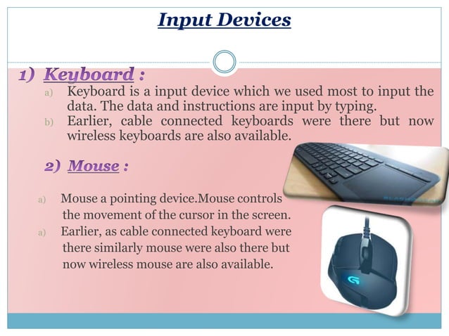 Input and output devices | PPTX | Computer Peripherals | Computing