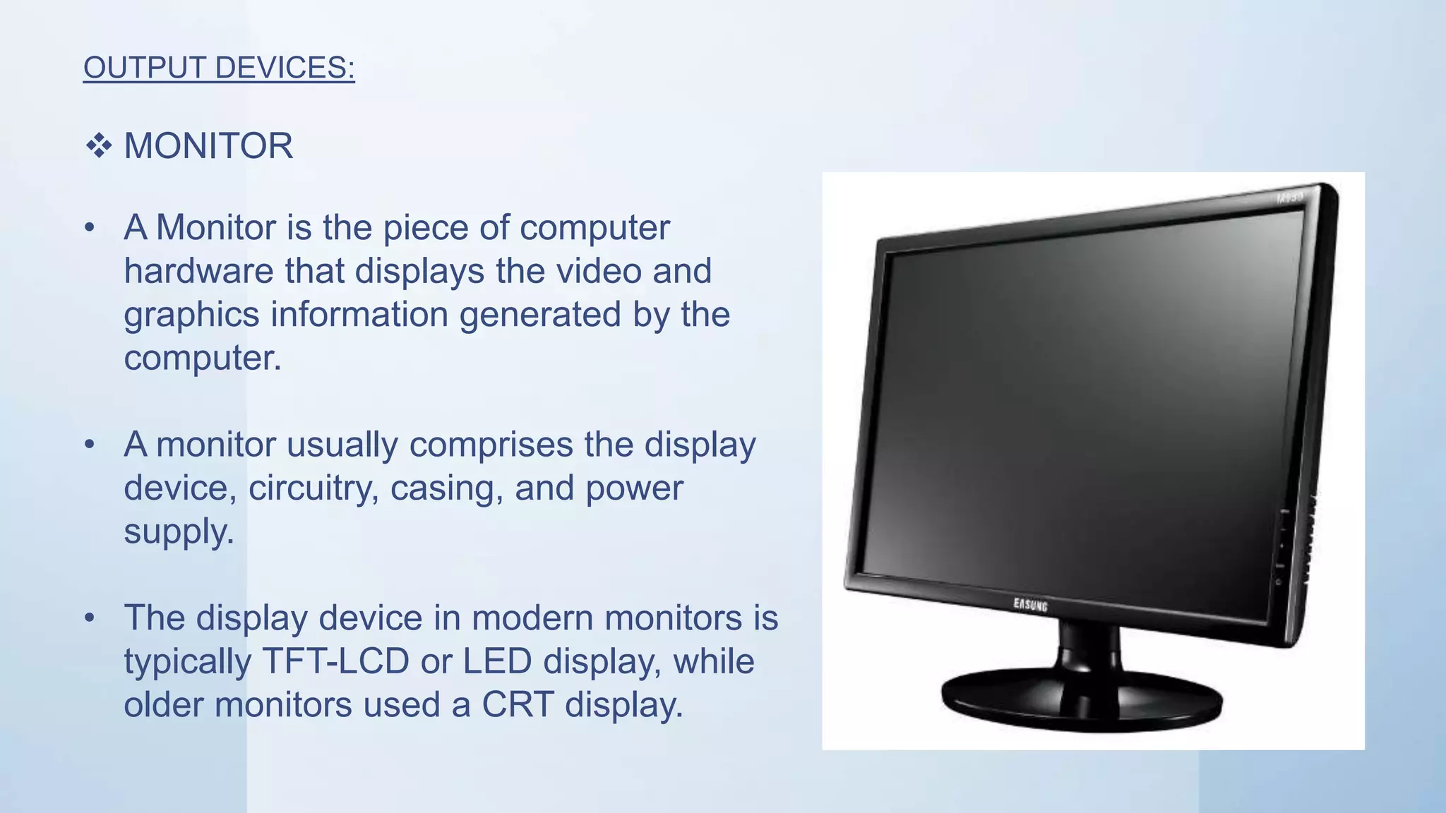 Input and Output Devices Class V | PPTX