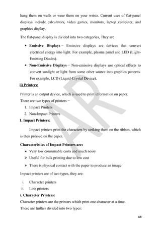 Input and output devices of computer | PDF