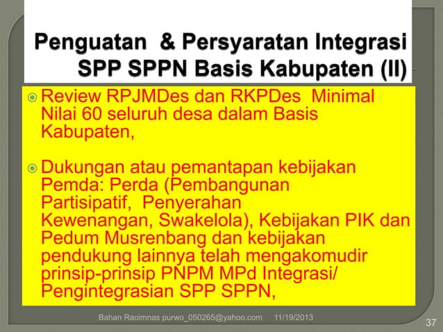 refleksi & pemahaman dasar pengintegrasian spp sppn_rapim | PPT