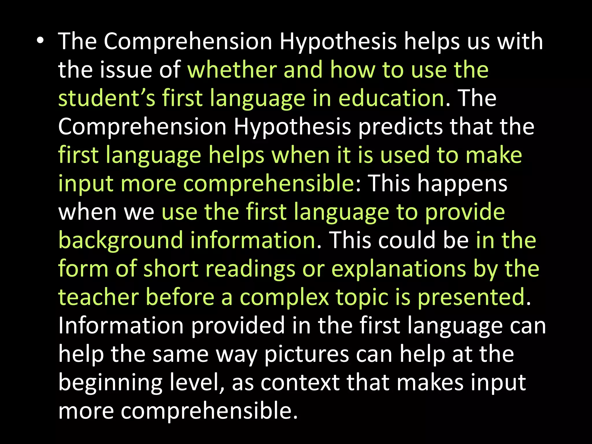 Input comprehension theory | PPTX