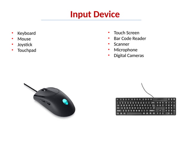 Input Device with device name and images.pptx | Computer Peripherals | Computing
