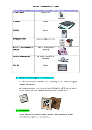 Input devices table | DOC