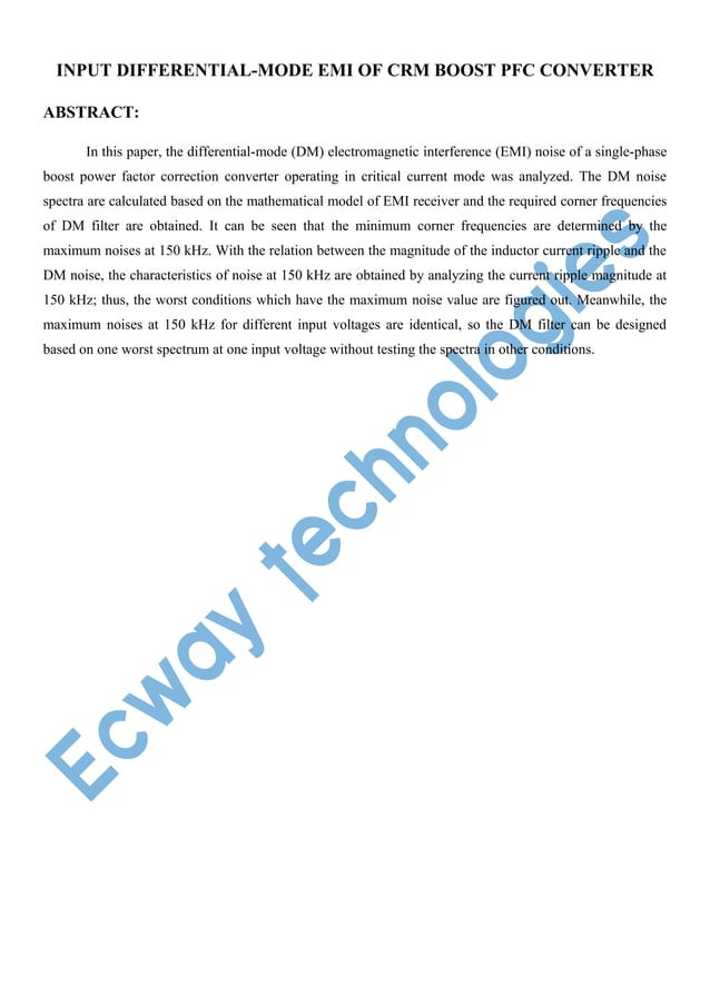 Input differential mode emi of crm boost pfc converter | DOC