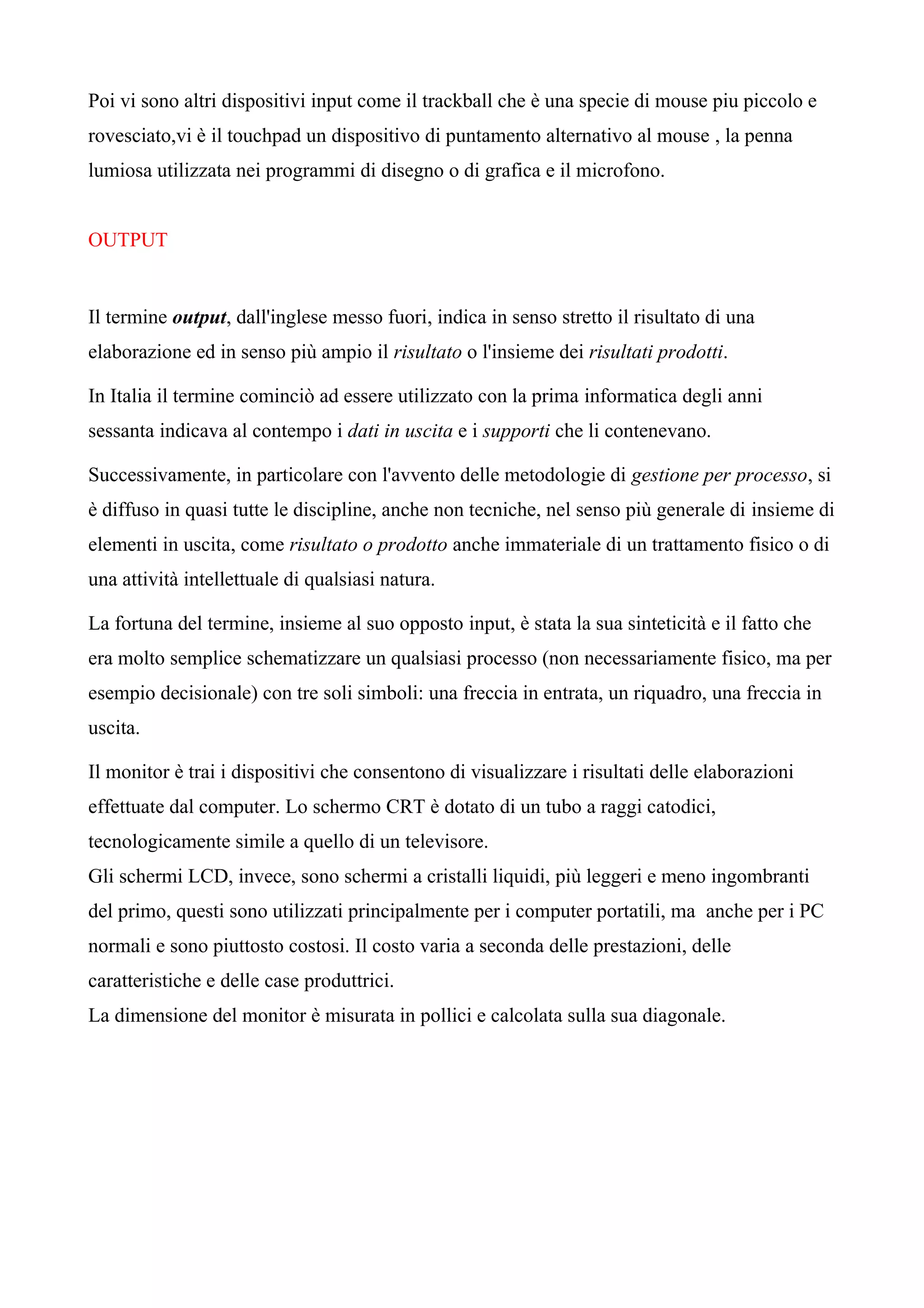 Input e output | DOC