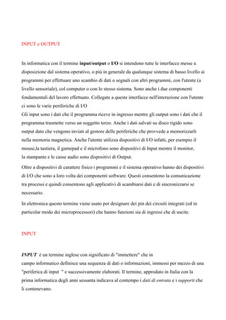 Input e output | DOC