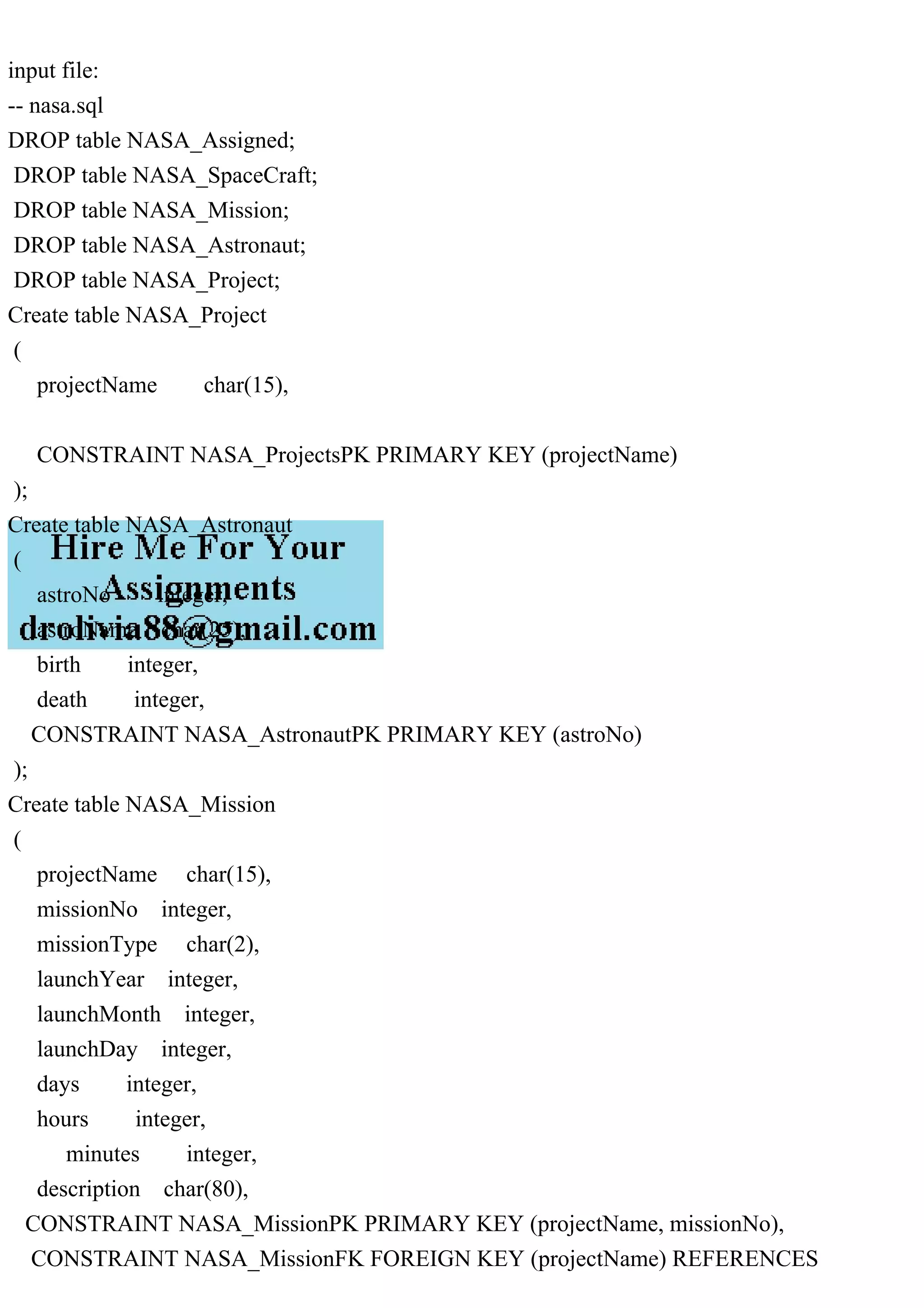 input file-- nasa.sqlDROP table NASA_Assigned; DROP table NAS.pdf