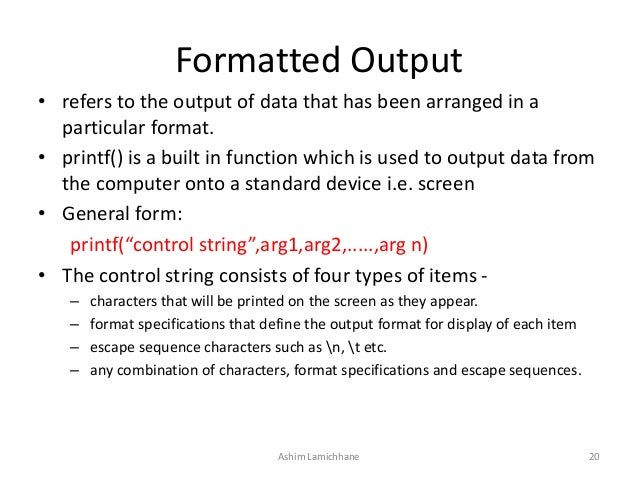 Unit 3. Input and Output