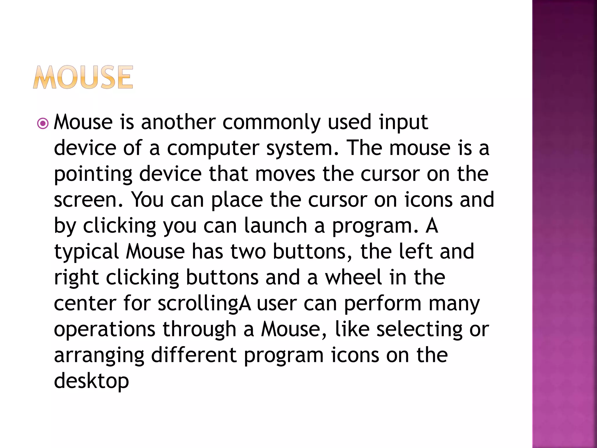 Input output devices (saniya shaikh) | PPTX