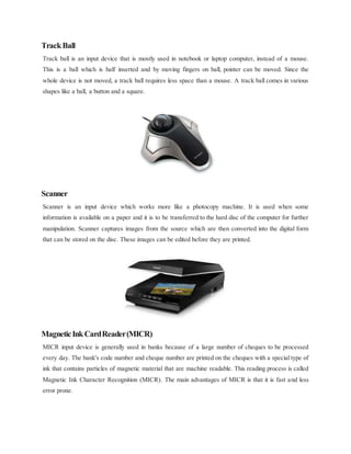 Input output devices | DOCX | Computer Peripherals | Computing
