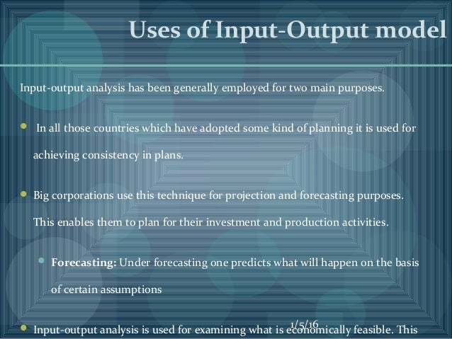 Input Output Model Of Economic Development