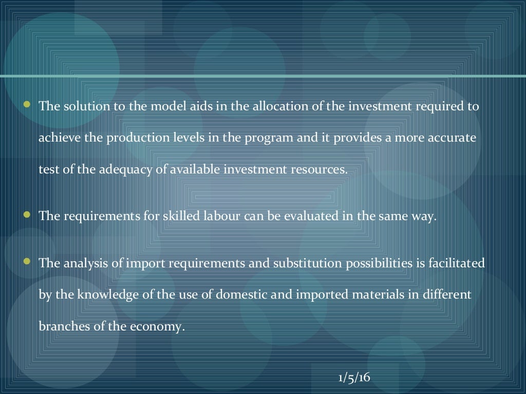 Input Output Model Of Economic Development