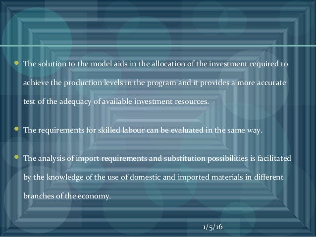 Input Output Model Of Economic Development