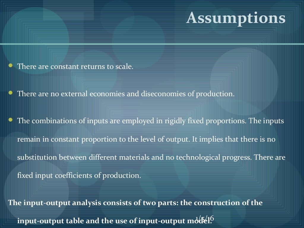 Input Output Model Of Economic Development